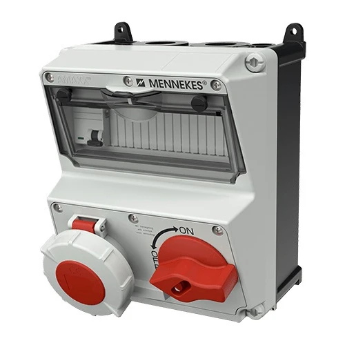 Combination Unit Duo Interlock Socket RCD 30mA 5Pin 32A 400V IP67 Red ...