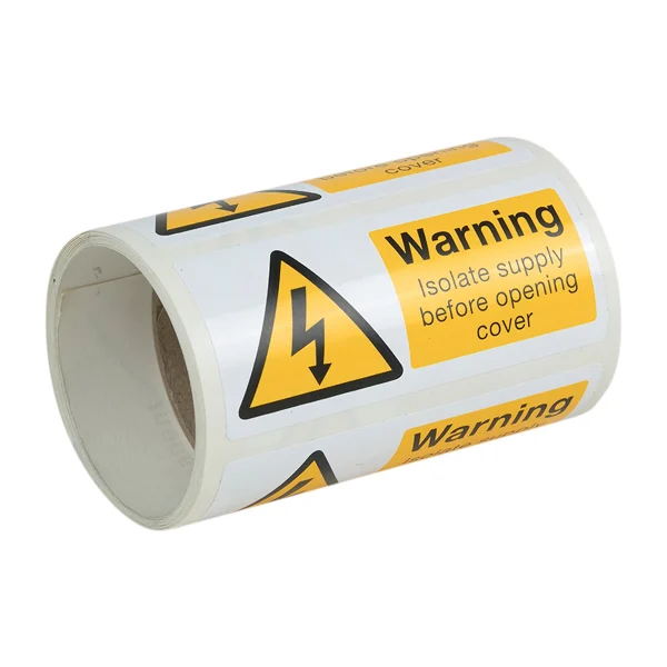 SES Sterling Label Warning Isolate Supply Pack=25 80 x 35mm Black on ...
