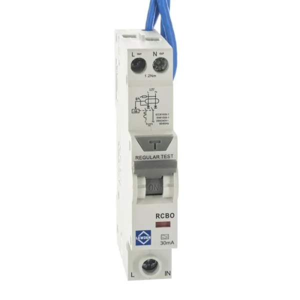 Lewden Compact RCBO Double Pole 30mA Switched Neutral (RCBO-B32/30/1PNA ...