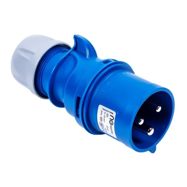 Niglon Plug Straight Double Pole+Earth IP44 32A 240V Blue Quickwire ...