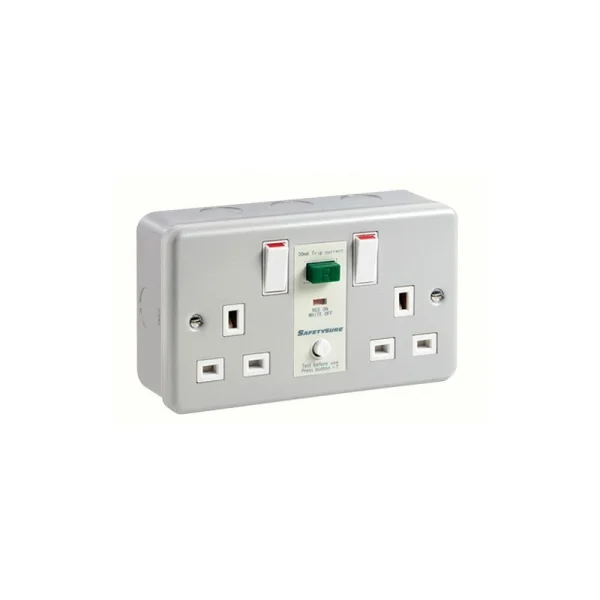 Greenbrook M22SM 13A Double Pole 2 Gang Switched RCD Socket Metal Clad ...