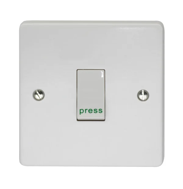 Crabtree 10A 1 Gang 2 Way Retractive Switch Printed ‘Press’ – Go Magpie ...