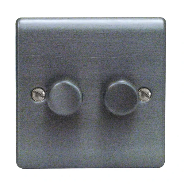 Designa 25DIM4002 2 Gang 2 Way 400W Push Dimmer Switch Graphite – Go ...