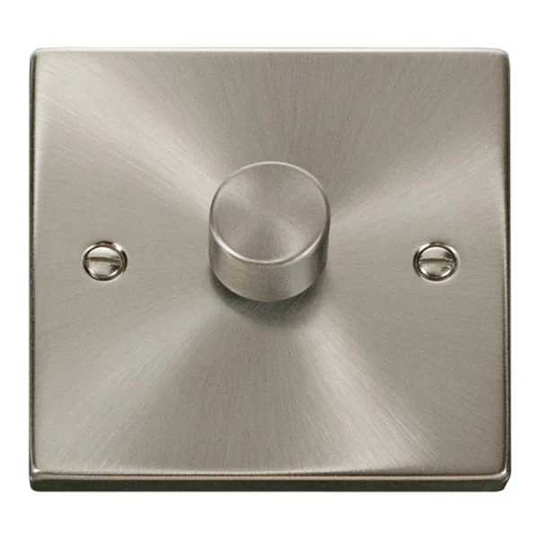 Click Scolmore Dimmer Switch 1 Gang 2Way 400W Satin Chrome Black+Wht ...