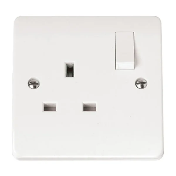 Click Socket 1 Gang Switched DP 13A Slimline Curved Edge White – Go ...