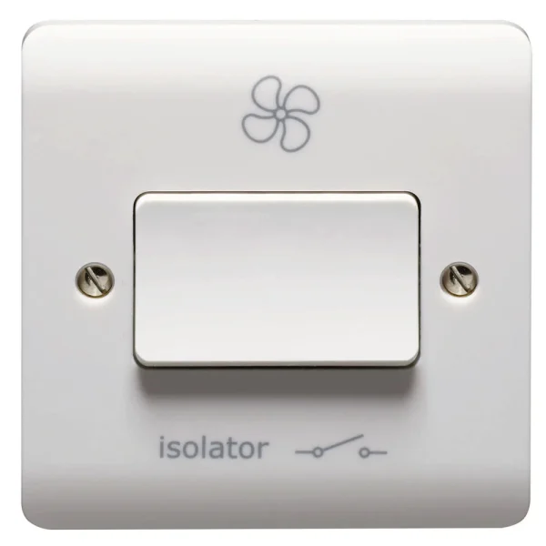 Crabtree 10A Triple Pole Fan Isolator Switch With Isolator & Fan Symbol ...