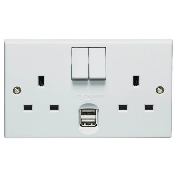13A 2 Gang Double Pole Switched Socket With Dual 2.1A USB s – Go Magpie ...