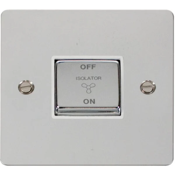 Click Scolmore Switch Fan Isolator 3P 10A Polished Chrome White Insert ...