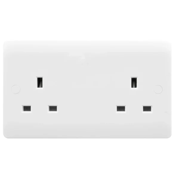R Hamilton 2 Gang 13A Single Pole Unswitched Double Socket White – Go ...