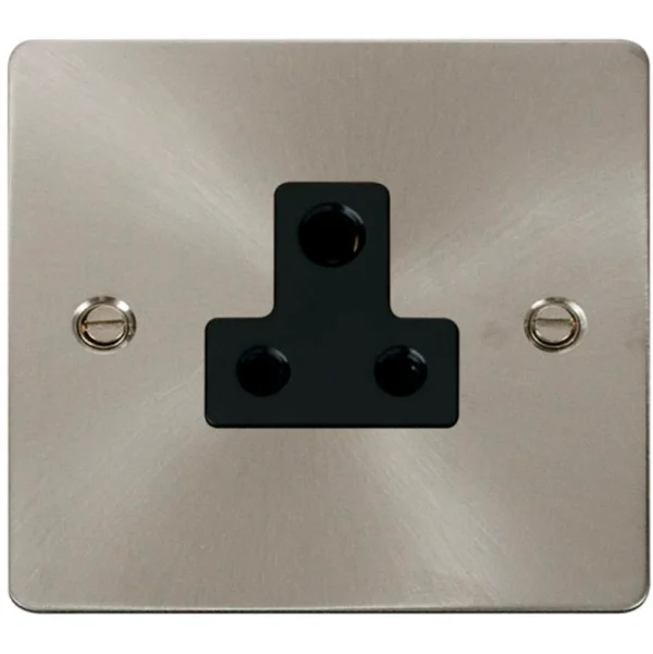 Click Scolmore Socket 1 Gang UnSwitched Round Pin 5A Brushed Stainless ...