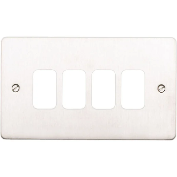 MK Front Plate 4 Module Mounting Frame 86 x 146mm Brushed Stainless ...