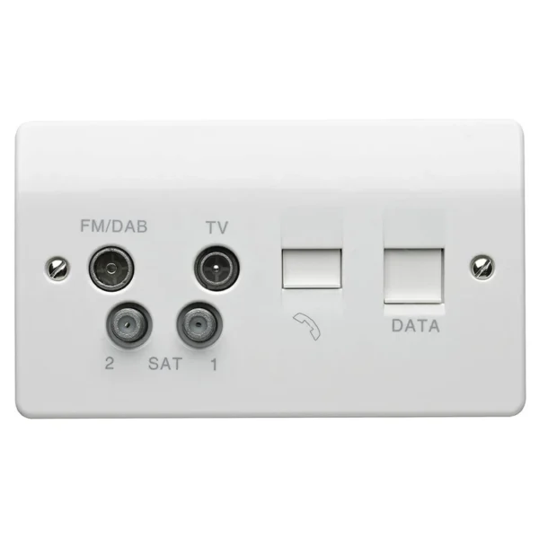 MK Electric Socket 2 Gang Quadiplexer BT Secondary+ RJ45 White – Go ...