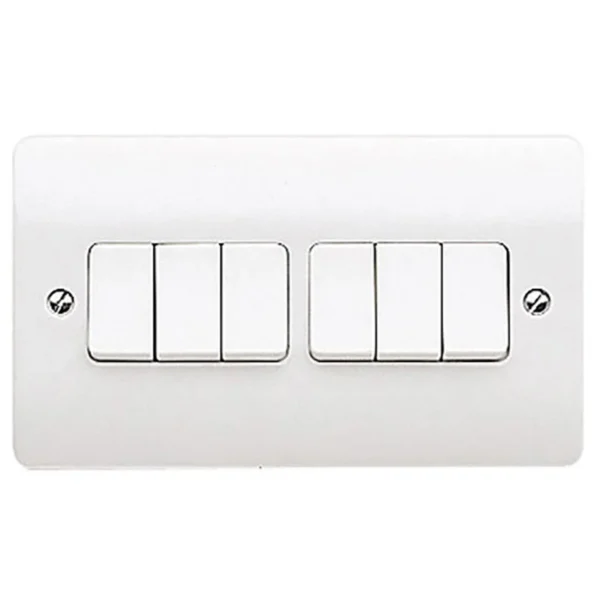 MK Electric MK Plate Switch 6 Gang 2Way Single Pole 10A White – Go ...