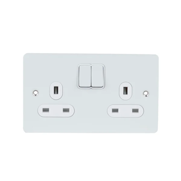 Schneider Electric Socket 2 Gang Single Pole Switched 13A Painted White ...