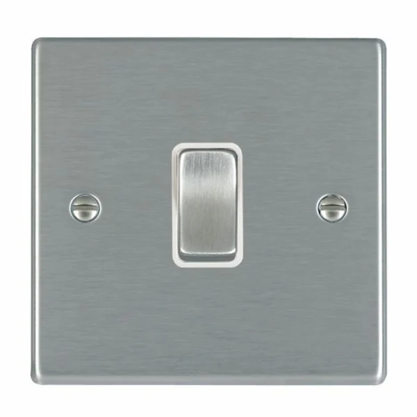 Rocker Switch 1 Gang 2Way 10A 88 x 88mm Satin Steel/Satin Steel White ...