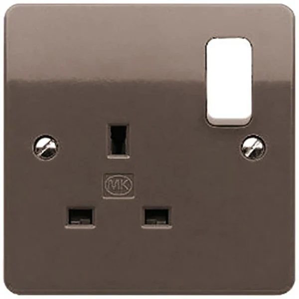MK Electric Socket 1 Gang Switched DP 13A Slimline Curved Edge Graphite ...