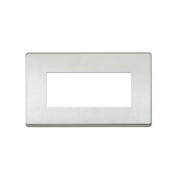 MK Front Plate 4 Module Euro 100 x 100mm Brushed Stainless Steel – Go ...