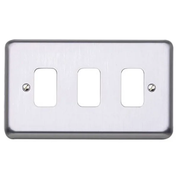 MK Electric Front Plate 2 Gang 3 Module 86 x 146mm Brushed Stainless ...