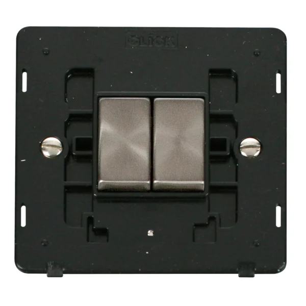 Click Scolmore Switch Interior Ingot 2 Gang 2 Way 10Ax Black Brushed ...